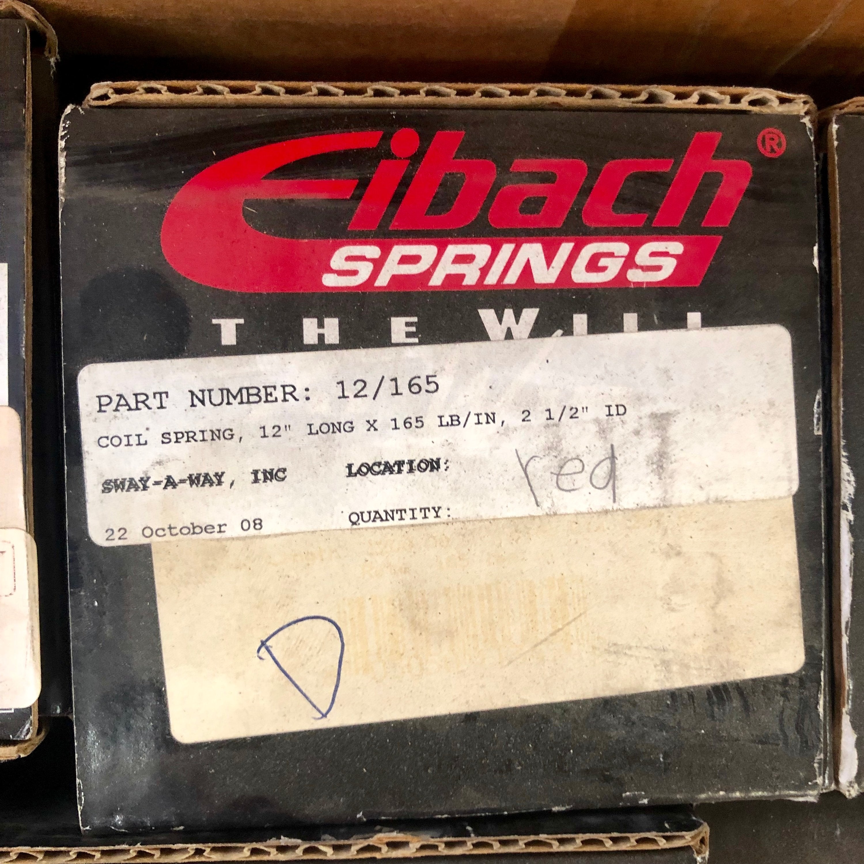 Coil Spring 2.5ID X 12 X 165LBS